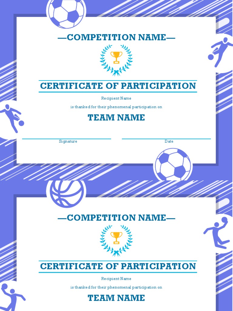 Participation certificate for competition team | PDF