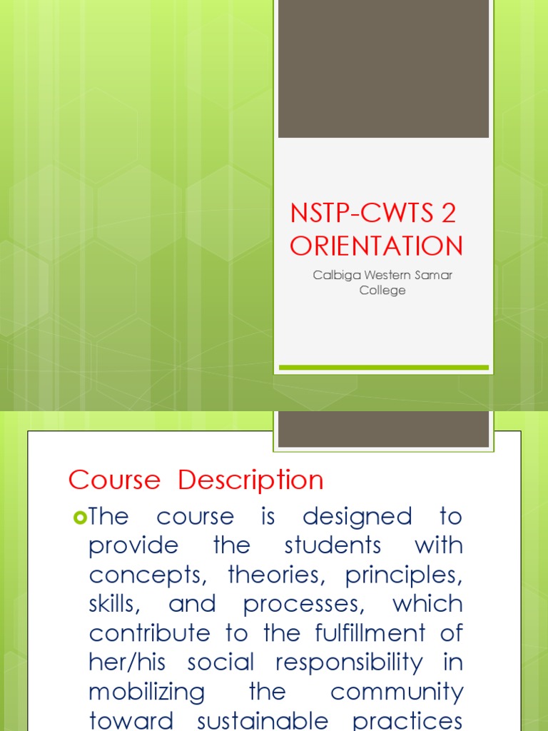Nstp-Cwts 2 Orientation | PDF | Sustainability | Millennium Development ...