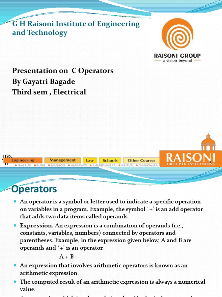 C Operators | PDF | Formalism (Deductive) | Logic