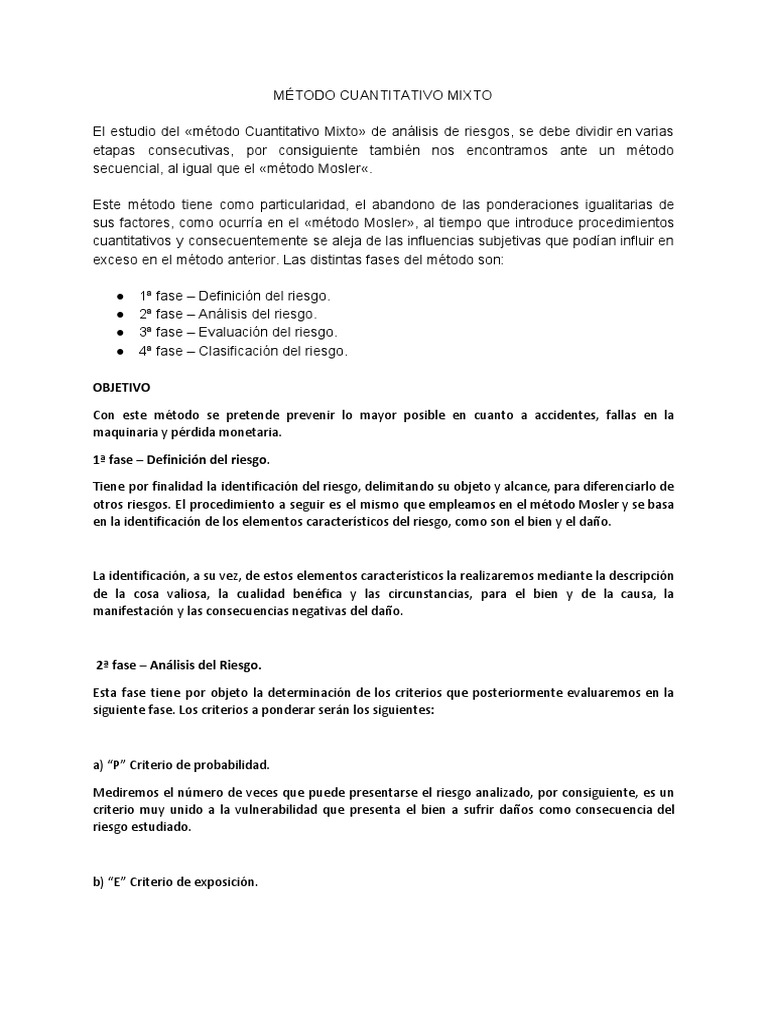 Metodo Cuantitativo Mixto | PDF | Riesgo | Probabilidad