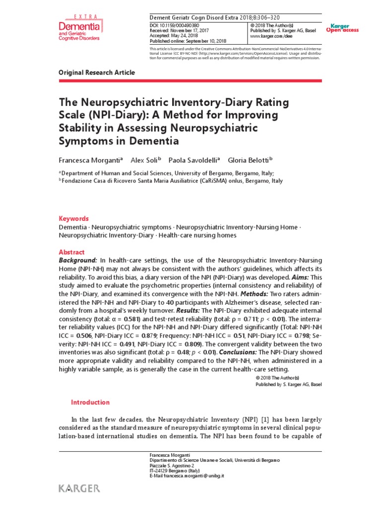 The Neuropsychiatric Inventory-Diary Rating Scale (NPI-Diary) : A ...