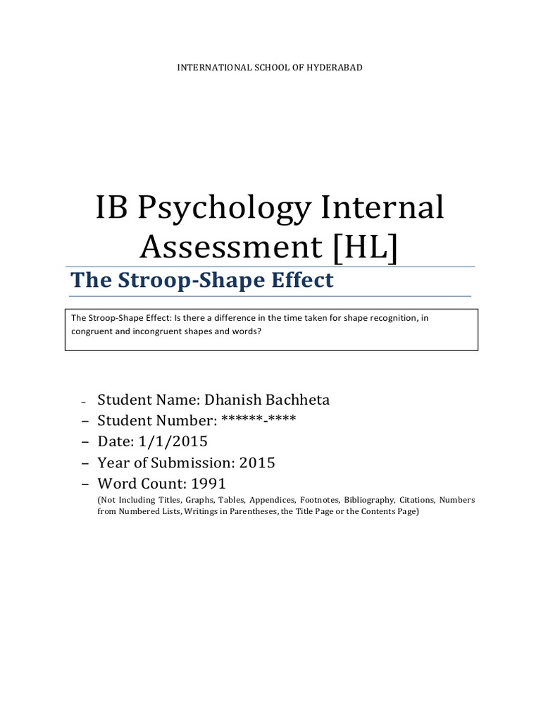 IB Psychology HL Internal Assessment | PDF | Analysis Of Variance ...