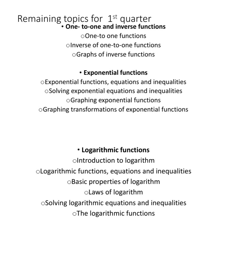 Remaining Topics For 1st Quarter | PDF