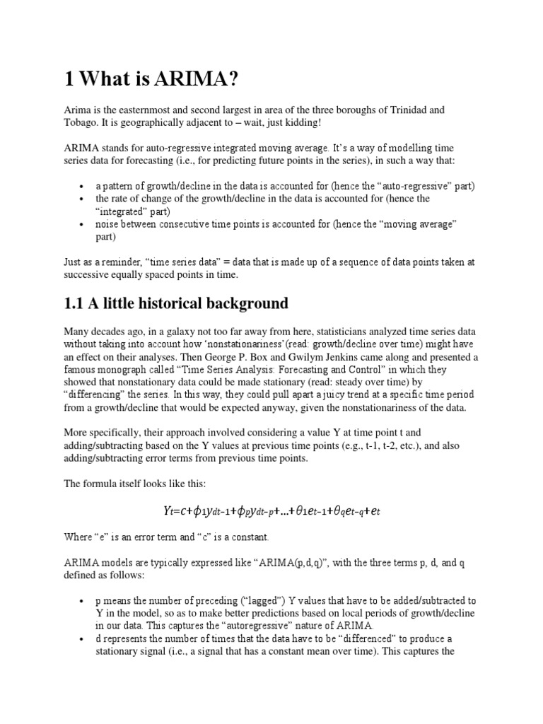 1 What Is ARIMA?: 1.1 A Little Historical Background | PDF ...