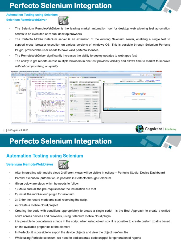 Perfecto Selenium Integration PDF | PDF | Selenium (Software) | Scripting Language
