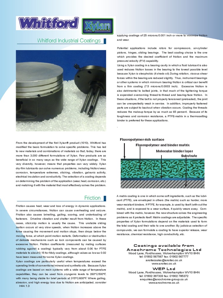 Industrial Coatings Xylan | PDF | Friction | Bearing (Mechanical)