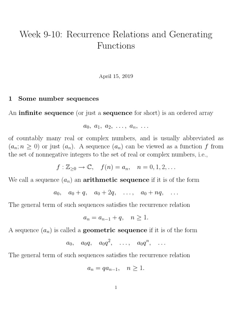 Discrete Mathematics Pdf Recurrence Relation Linear Subspace