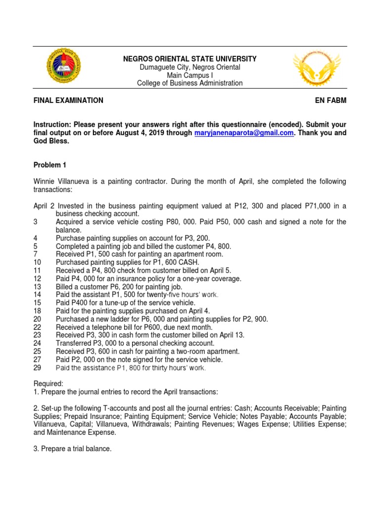 FABM Journal Entry for Villanueva | PDF | Expense | Financial Services