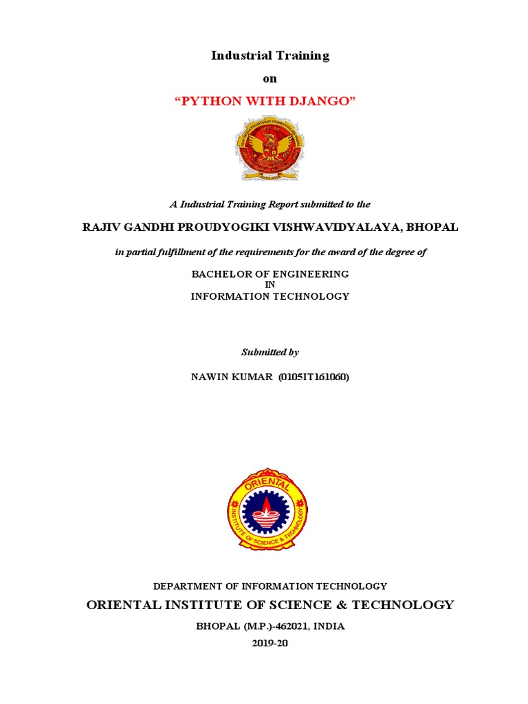 Industrial Training On: "Python With Django" | PDF | Python (Programming Language) | Constructor ...