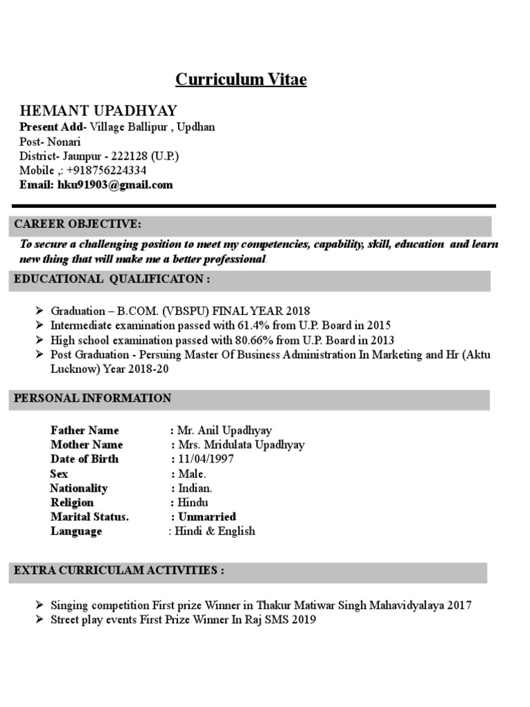 Hemant Upadhyay Resume | PDF