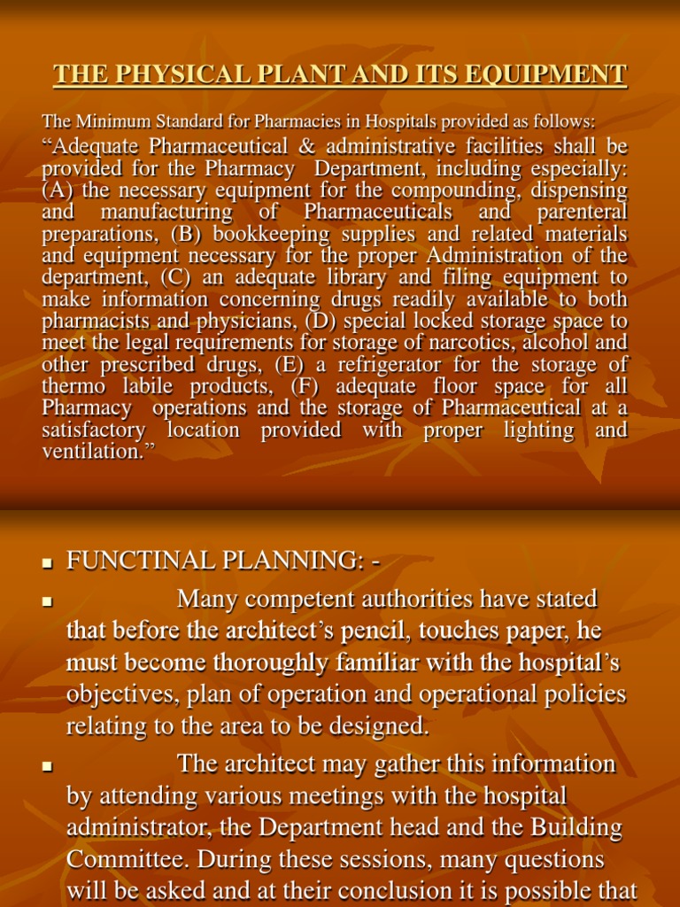 Hospital Pharmacy Physical Plant Design | PDF | Pharmacy | Pharmacist