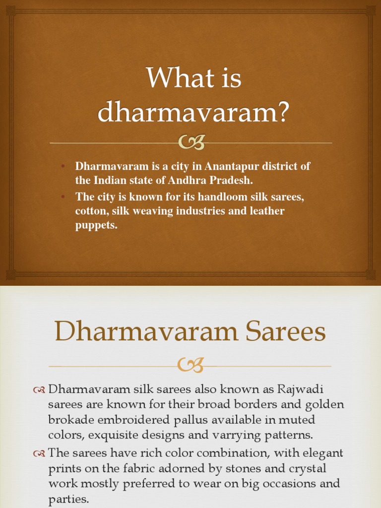 Dharmavaram Sarees | PDF | Weaving | Silk