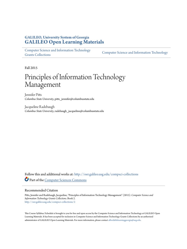 Principles of Information Technology Management PDF | Download Free PDF ...