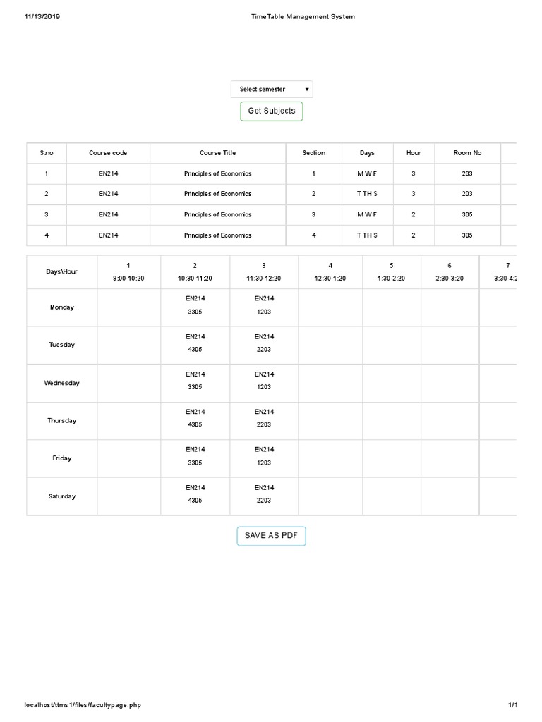 TimeTable Management System PDF | PDF