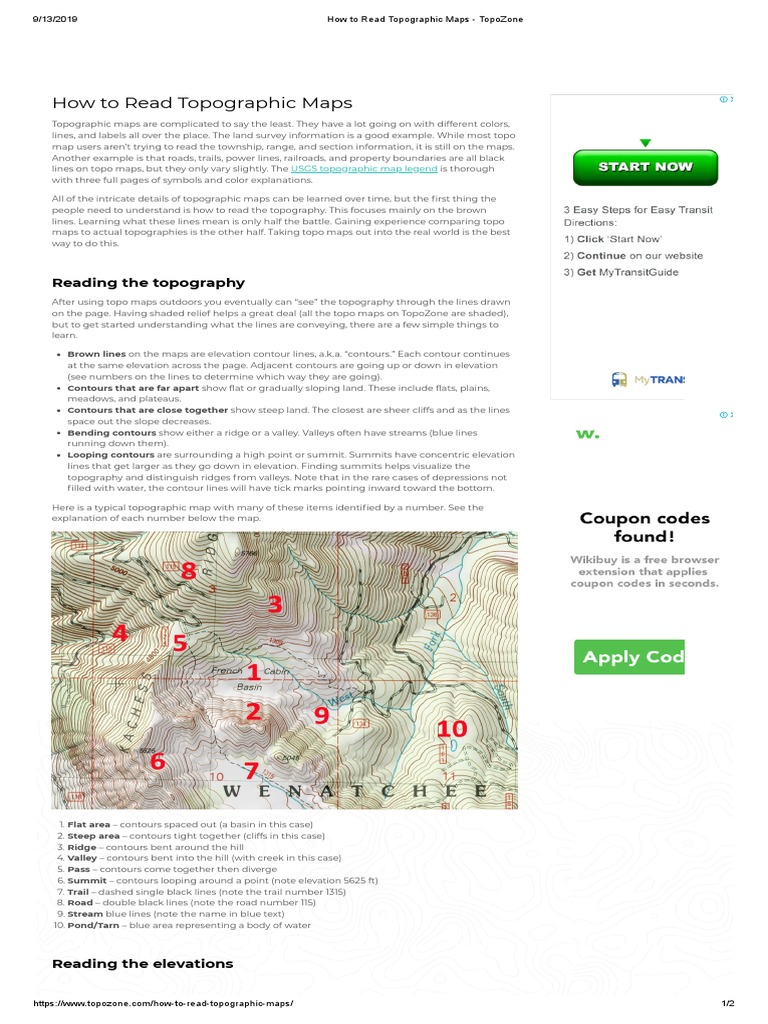 How To Read Topographic Maps - TopoZone | PDF | Topography | Contour Line