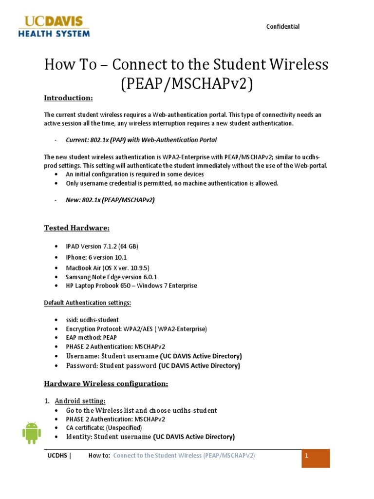 UC Davis Student Wi-Fi Setup Guide | PDF | Active Directory | Wi Fi