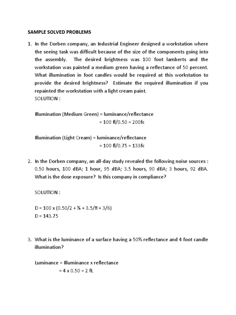 Ergo Sample Solved Problems | PDF