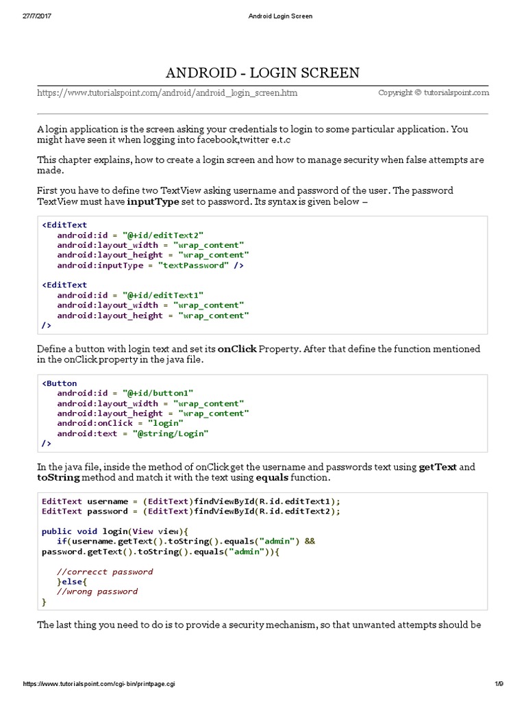 Android Login Screen: "@+Id/Edittext2" "Wrap - Content" "Wrap - Content ...
