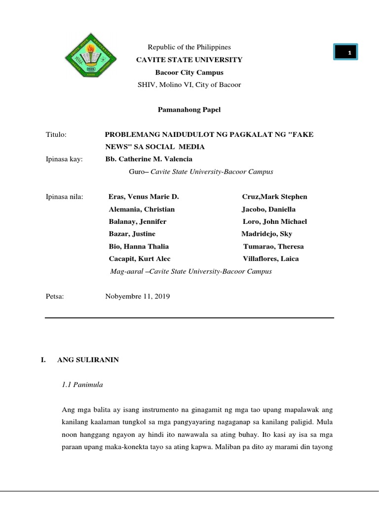 Mini Research Paper Sa Filipino | PDF