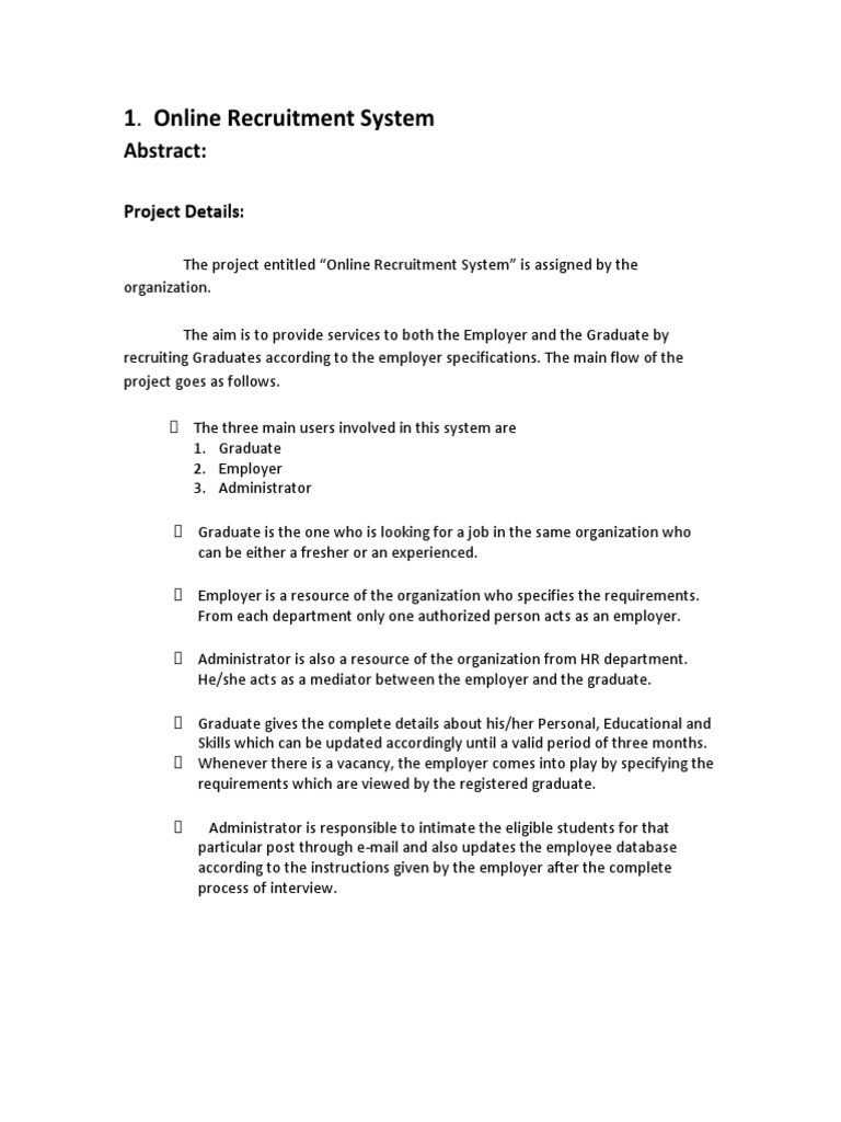 Online Recruitment System PROJECT | PDF | Databases | Recruitment