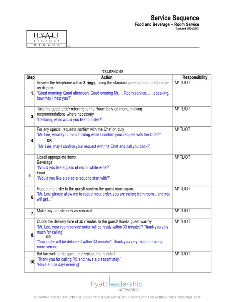 SOS - Room Service | PDF | Waiting Staff | Food And Drink