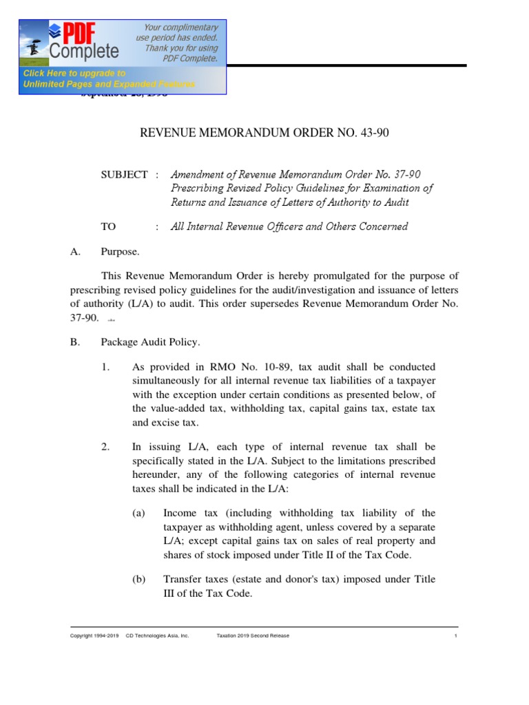 Rmo 43-90 PDF | PDF | Taxation In The United States | Withholding Tax