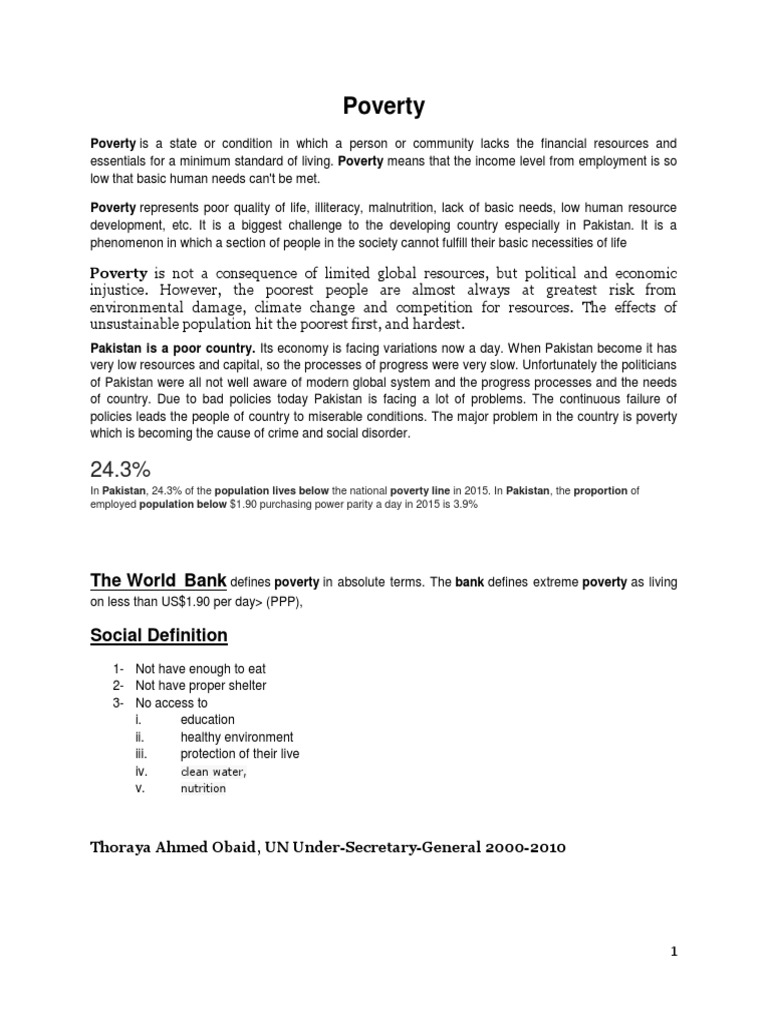 Poverty: Poverty Is Not A Consequence of Limited Global Resources, But ...