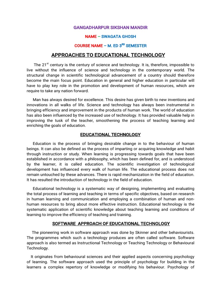 Approaches To Educational Technology 97-2003 | PDF