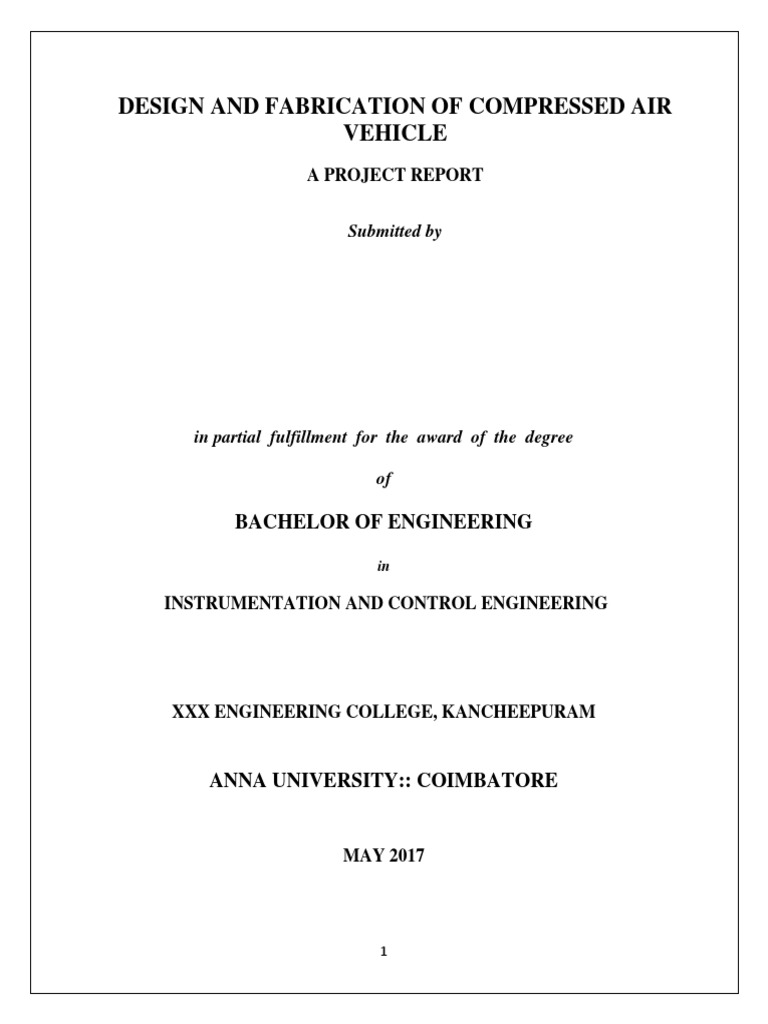 Design and Fabrication of Compressed Air Vehicle: A Project Report ...