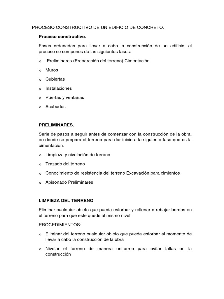 Proceso Constructivo de Un Edificio de Concreto | PDF | Fundación (Ingeniería) | Hormigón