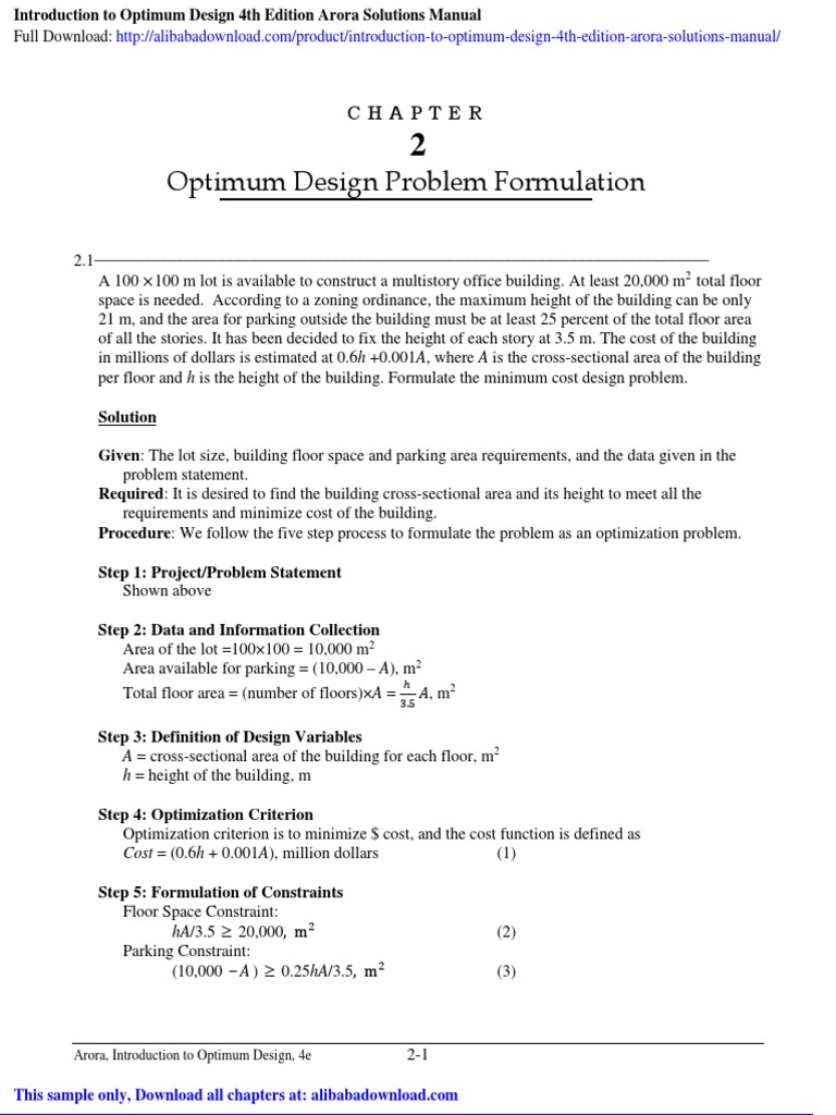 Introduction To Optimum Design 4th Editi PDF | PDF | Mathematical ...