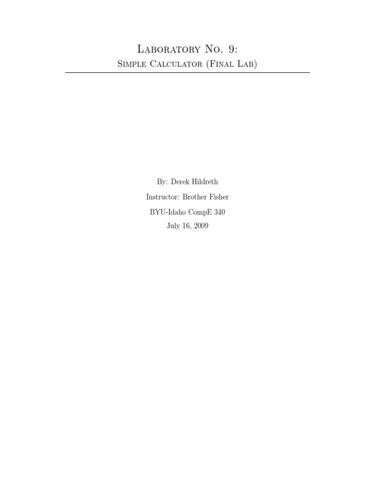 Laboratory No. 9:: Simple Calculator (Final Lab) | PDF | Digital ...