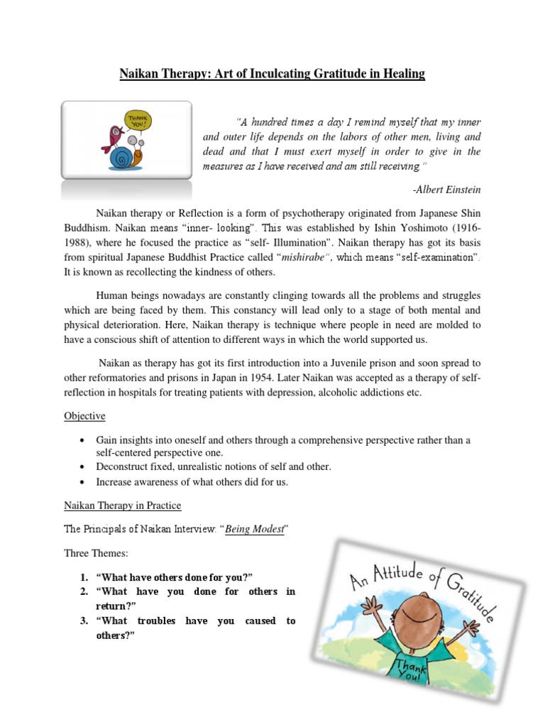 Naikan Therapy: Cultivating Gratitude | PDF | Psychotherapy | Mental ...