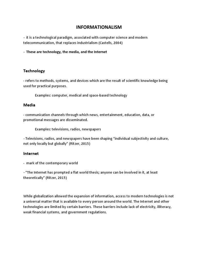 Informationalism: Technology | PDF | Politics