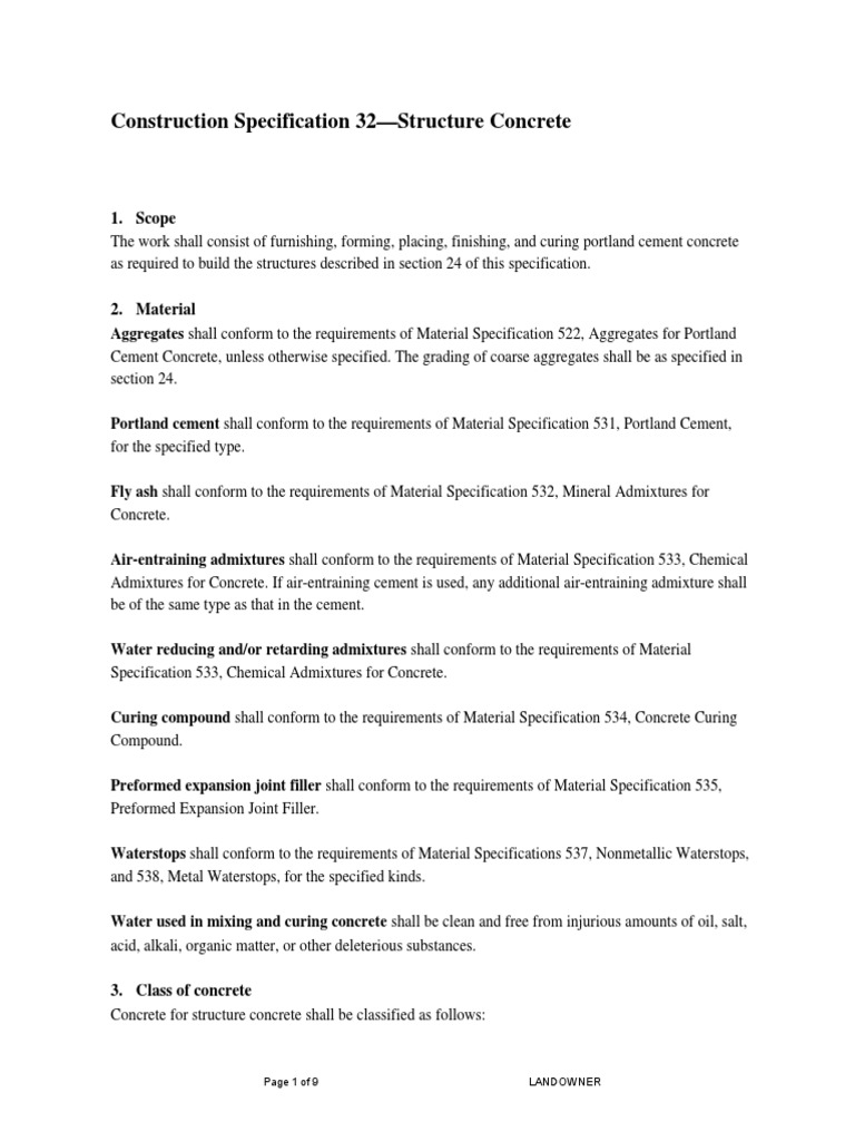 Structure Concrete Specification Guide | PDF | Concrete | Cement