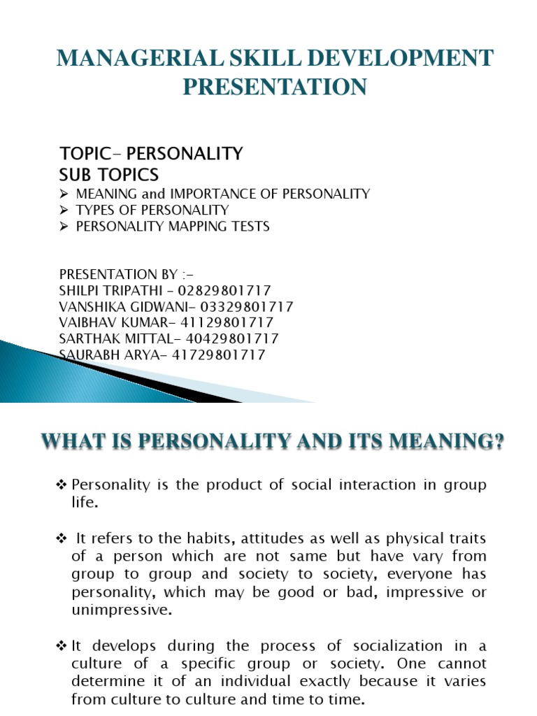 Personality Development in Management | PDF | Personality Type ...