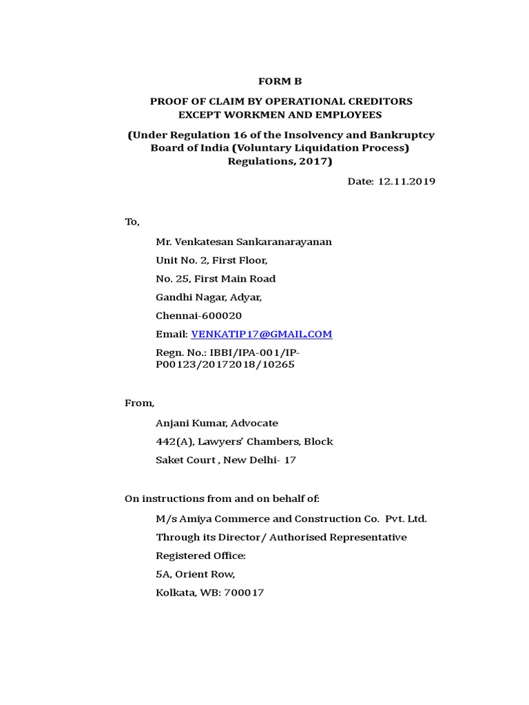 Form B | PDF | Liquidation | Bankruptcy