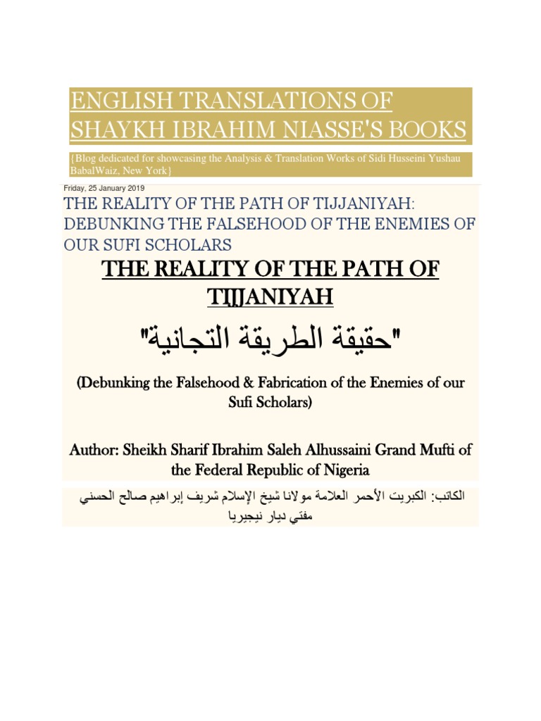 Reality of Tijaniyya | PDF