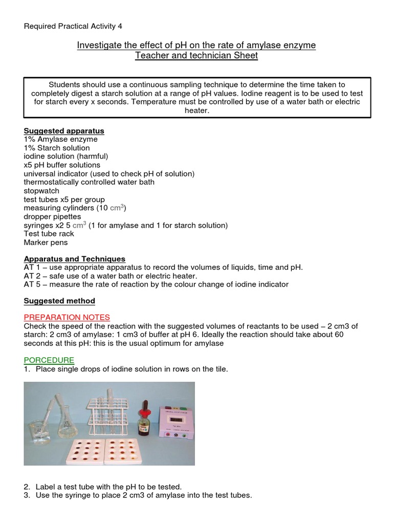 Investigate The Effect of PH On The Rate of Amylase Enzyme | PDF | Ph ...