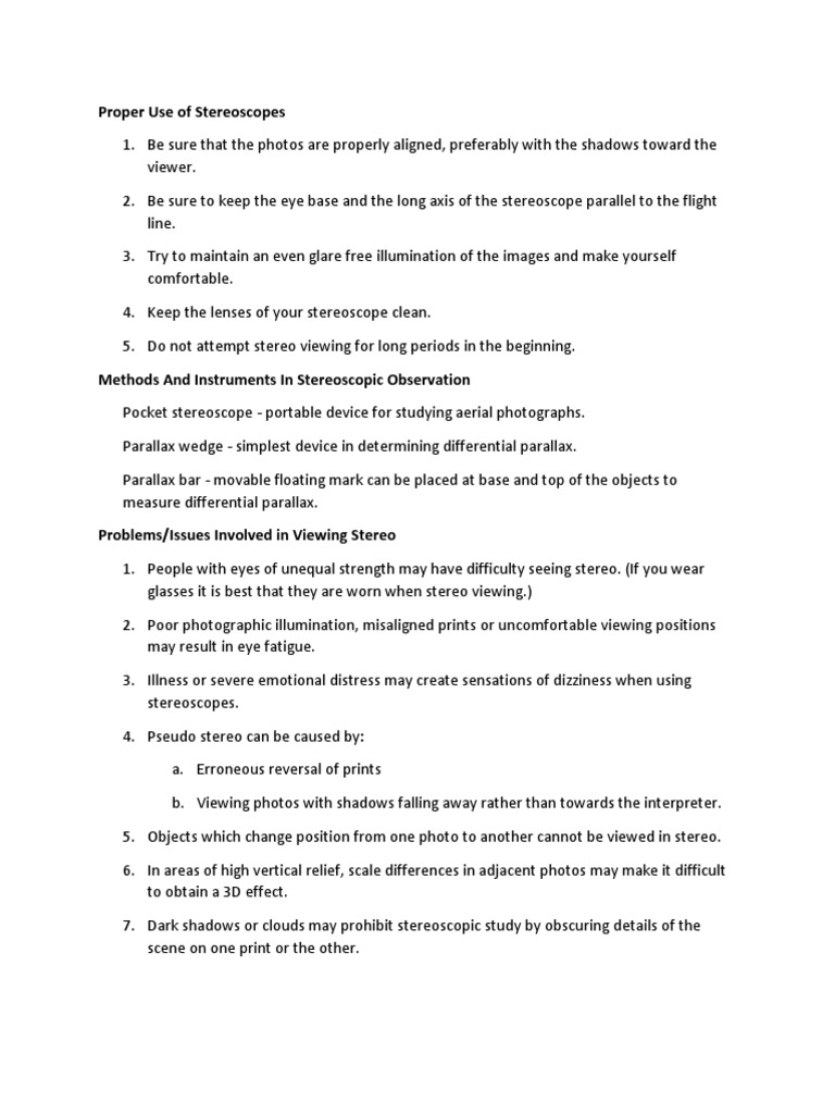 Proper Use of Stereoscopes | PDF | Stereoscopy | Image Processing