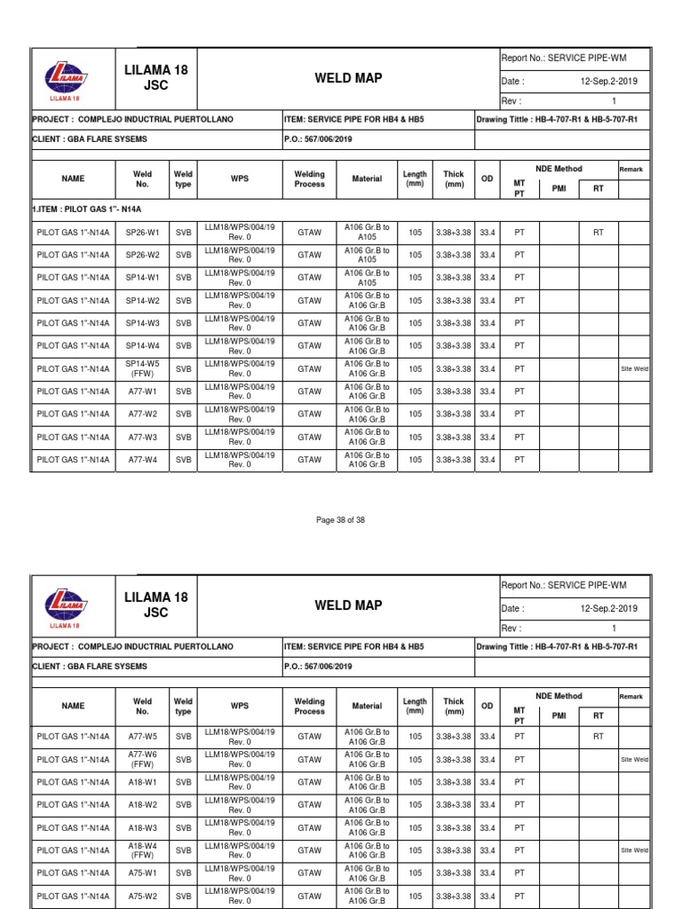Service Pipe Weldmap111 | PDF | Pipe (Fluid Conveyance) | Welding
