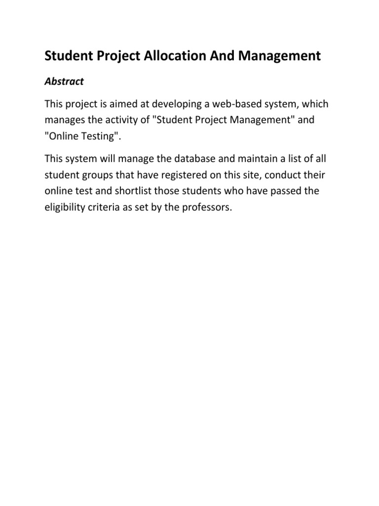 Student Project Allocation and Management | PDF