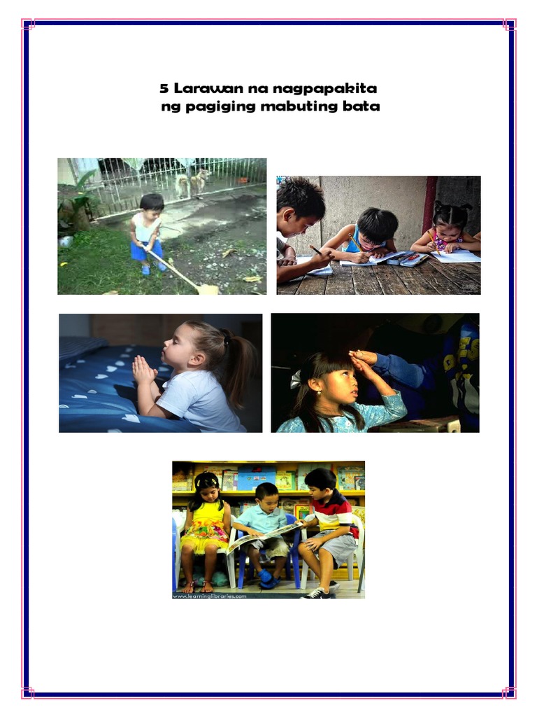 5 Larawan Na Nagpapakita NG Pagiging Mabuting Bata | PDF