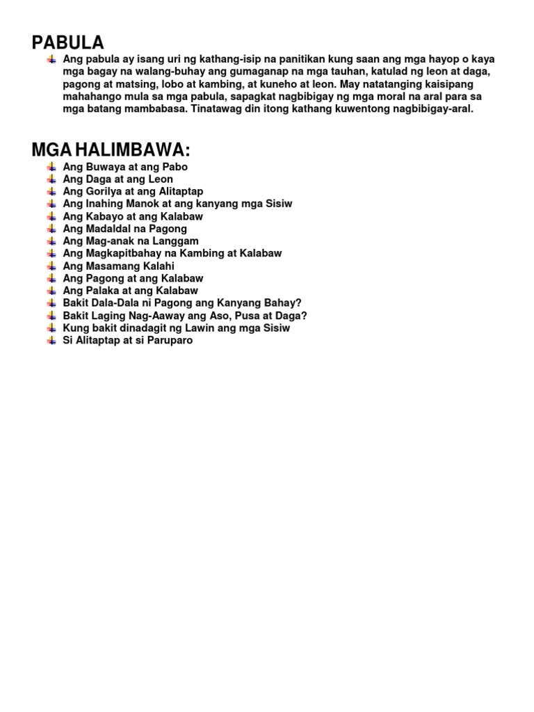 Pabula at Parabula | PDF