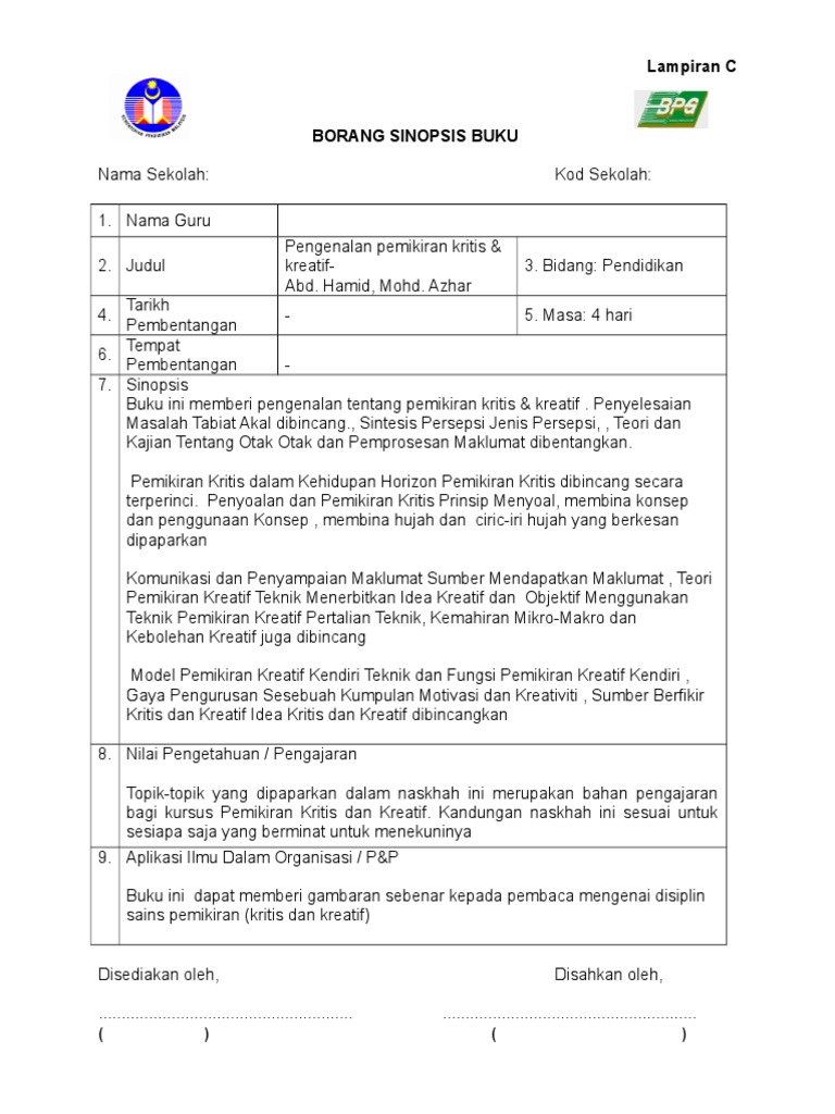 Contoh Sinopsis Buku Untuk LADAP | PDF