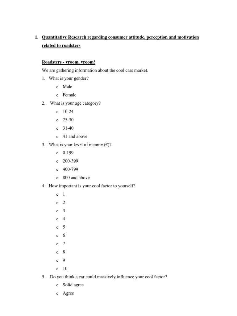 Questionnaire | PDF | Wheeled Vehicles | Car