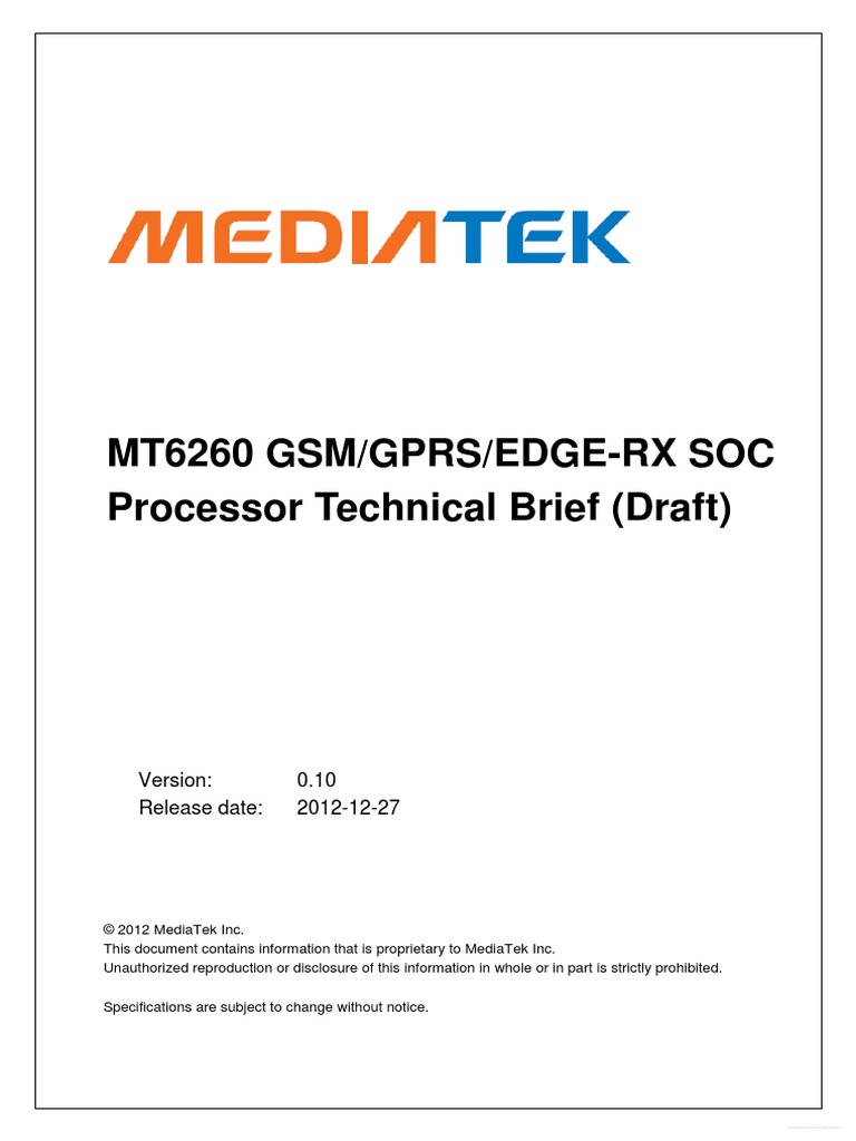 Mt6260 Gsm/Gprs/Edge-Rx Soc Processor Technical Brief (Draft) | PDF | Frequency Modulation ...