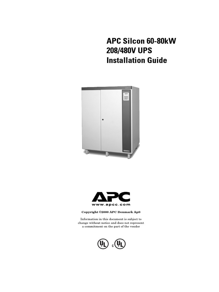 APC Silcon 60-80kW 208/480V UPS Installation Guide | PDF | Electrical ...