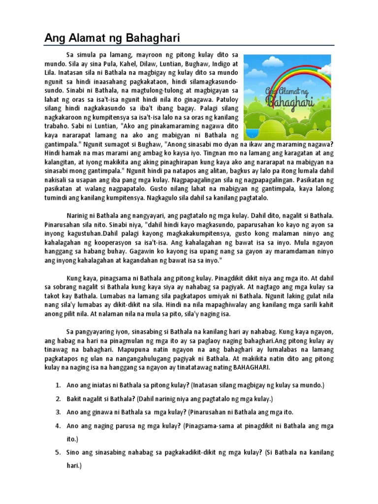 Ang Alamat NG Bahaghari | PDF