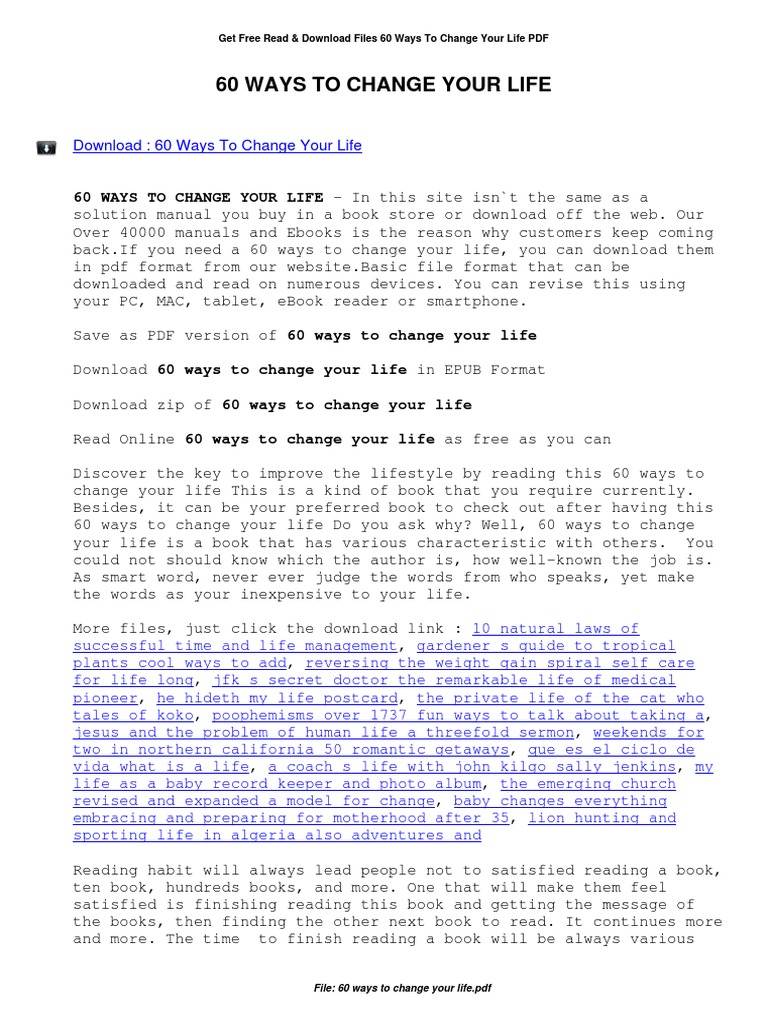 60 Ways To Change Your Life | PDF | E Books | Computing